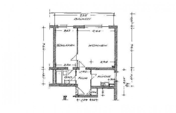 2 ZKB Wohnung mit neuem Bad und großem Balkon zur Rückseite des Hauses - Eschberg Saarbrücken ...